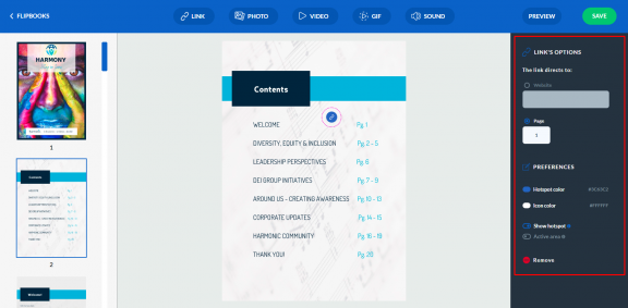 How to add a table of contents with links?
