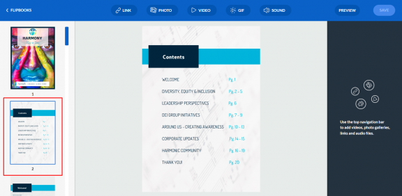 How to add a table of contents with links?