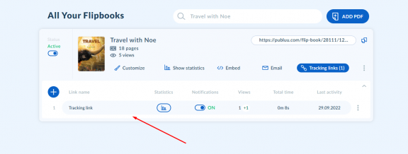 How to set up flipbook's viewing notifications?