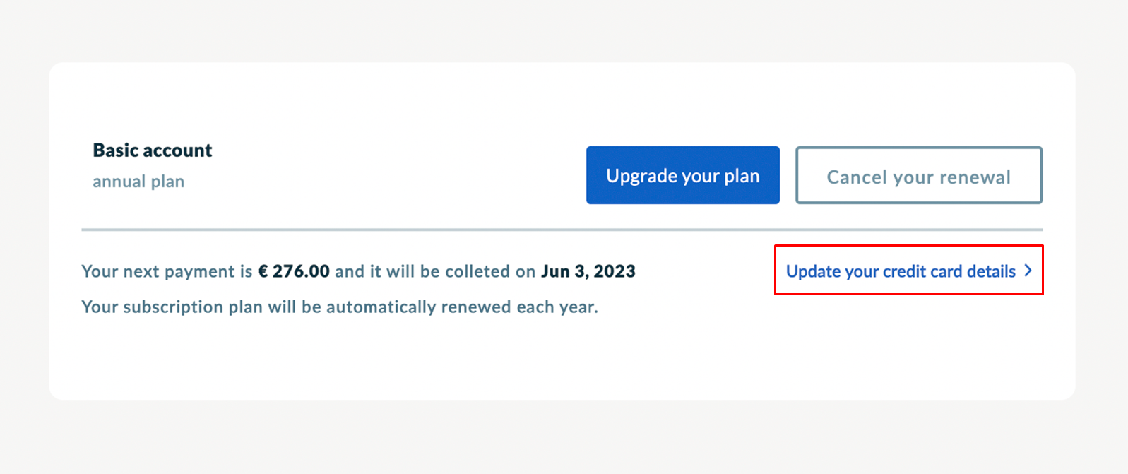 How to update your credit card details?