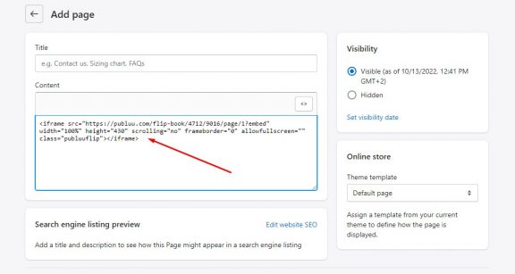 How to embed a flipbook into a Shopify page?