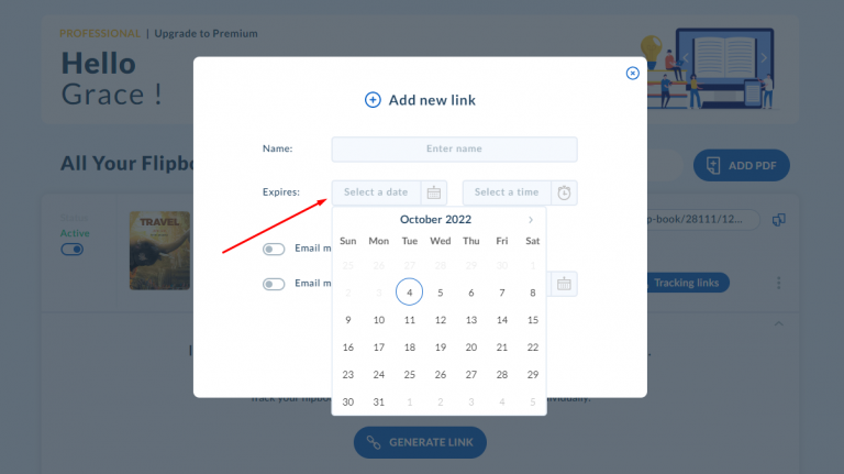How to set the expiration date for my flipbook's link?
